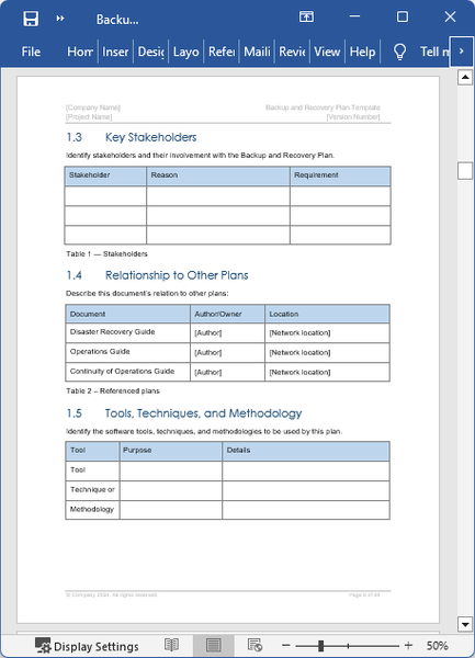Backup and Recovery Plan Template (MS Word + Excel) – Klariti Template Shop