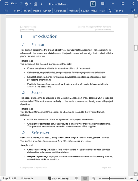 Contract Management Plan Template – Klariti Template Shop