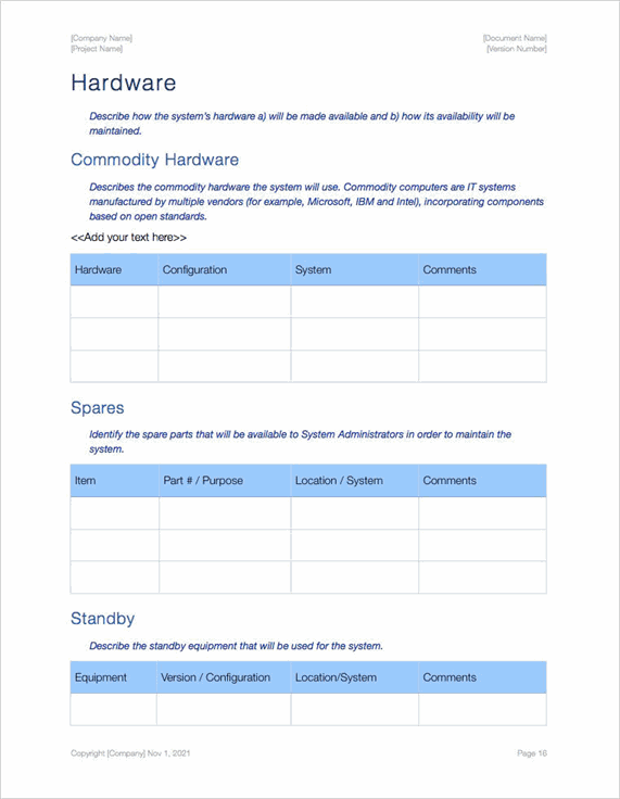 Availability Plan Template (Apple iWork Pages) – Klariti Template Shop