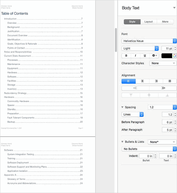 Availability Plan Template (Apple iWork Pages) – Klariti Template Shop