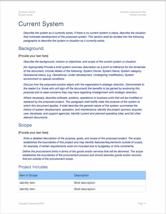 Concept of Operations Template (Apple iWorks Pages) – Klariti Template Shop