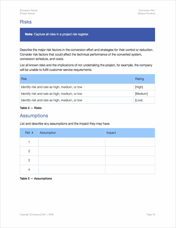 Conversion Plan Template (Apple iWork Pages) – Klariti Template Shop