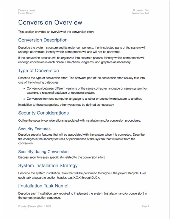 Conversion Plan Template (Apple iWork Pages) – Klariti Template Shop