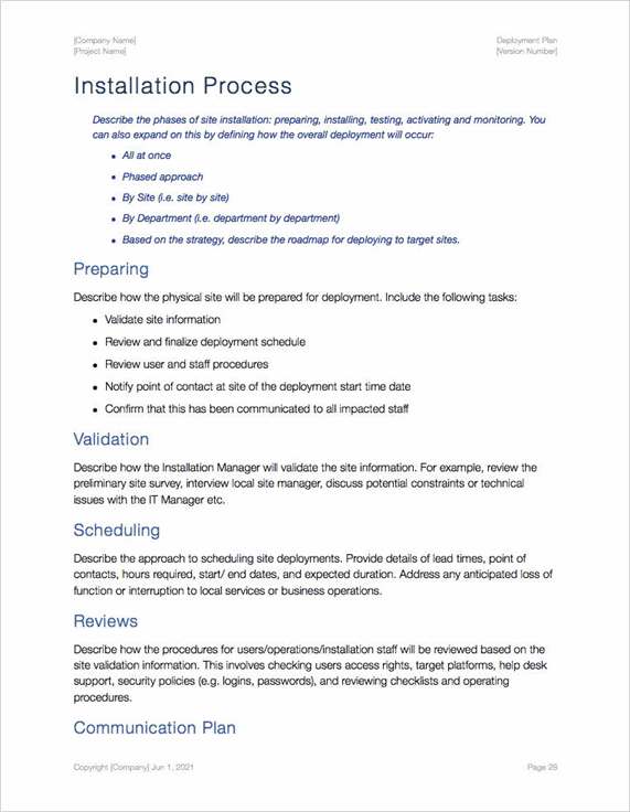 Deployment Plan Template (Apple) – Klariti Template Shop