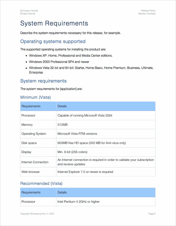 Release Notes Templates (Apple Pages and Numbers) – Klariti Template Shop