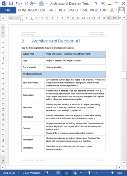 Architectural Decision Template – Klariti Template Shop