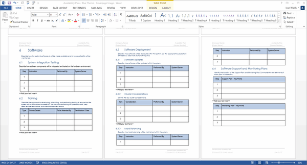 Availability Plan Template (MS Office) – Klariti Template Shop