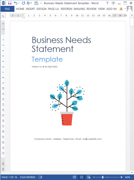 Business Needs Statement Template – Klariti Template Shop