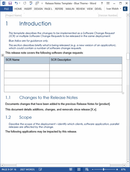 Release Notes Templates – Klariti Template Shop