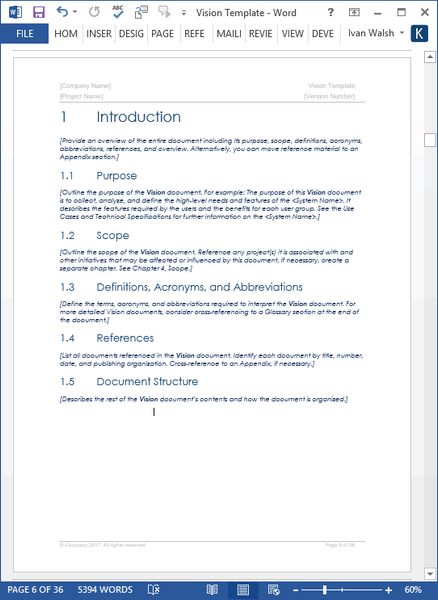 Vision Document Template – Klariti Template Shop